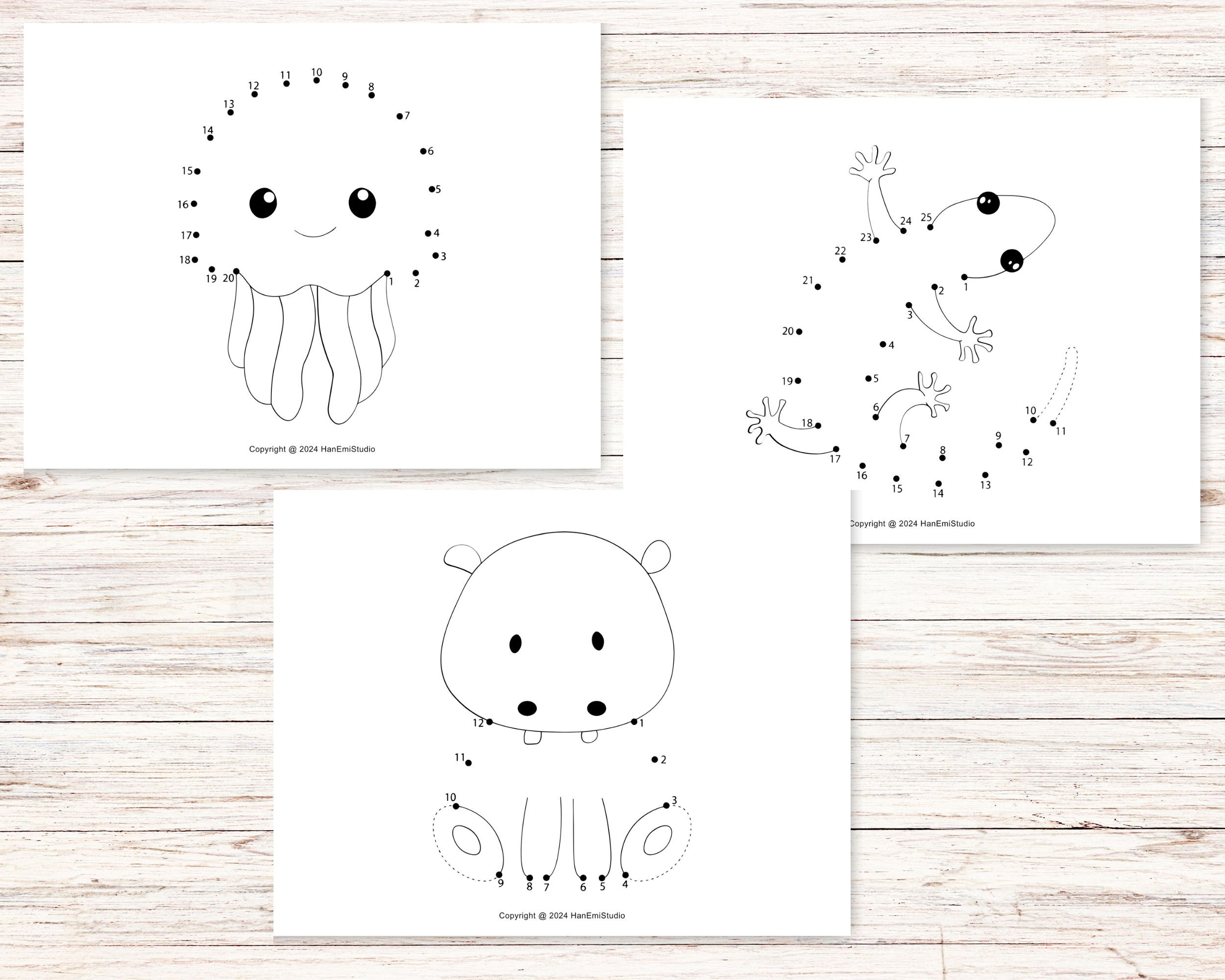 20 Page Animal Dot to Dot Worksheets; Dot to Dot Coloring Page ...