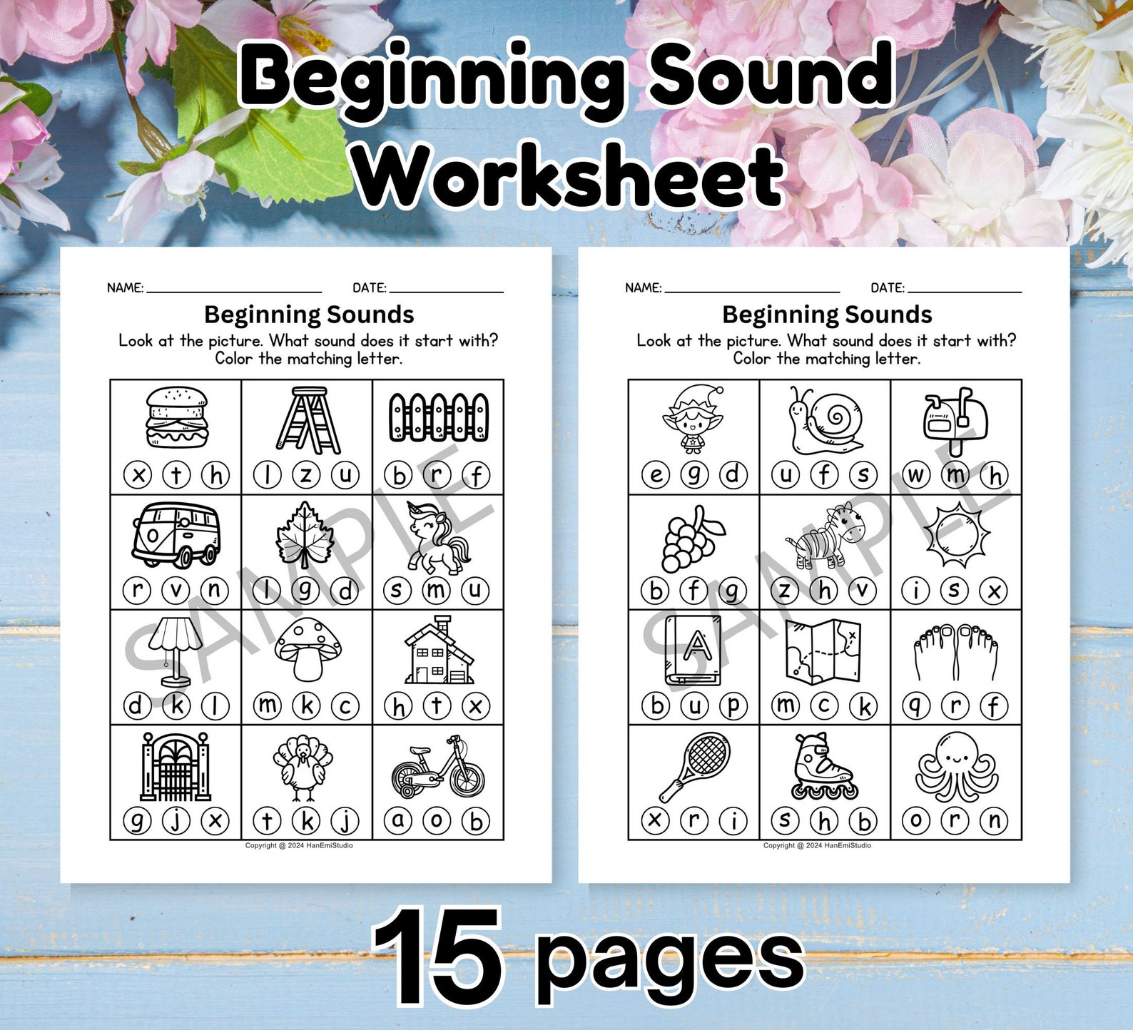 15-page Beginning Sound Worksheets; Prek Learning; Kindergarteners ...