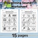 15-page Beginning Sound Worksheets; Prek Learning; Kindergarteners ...