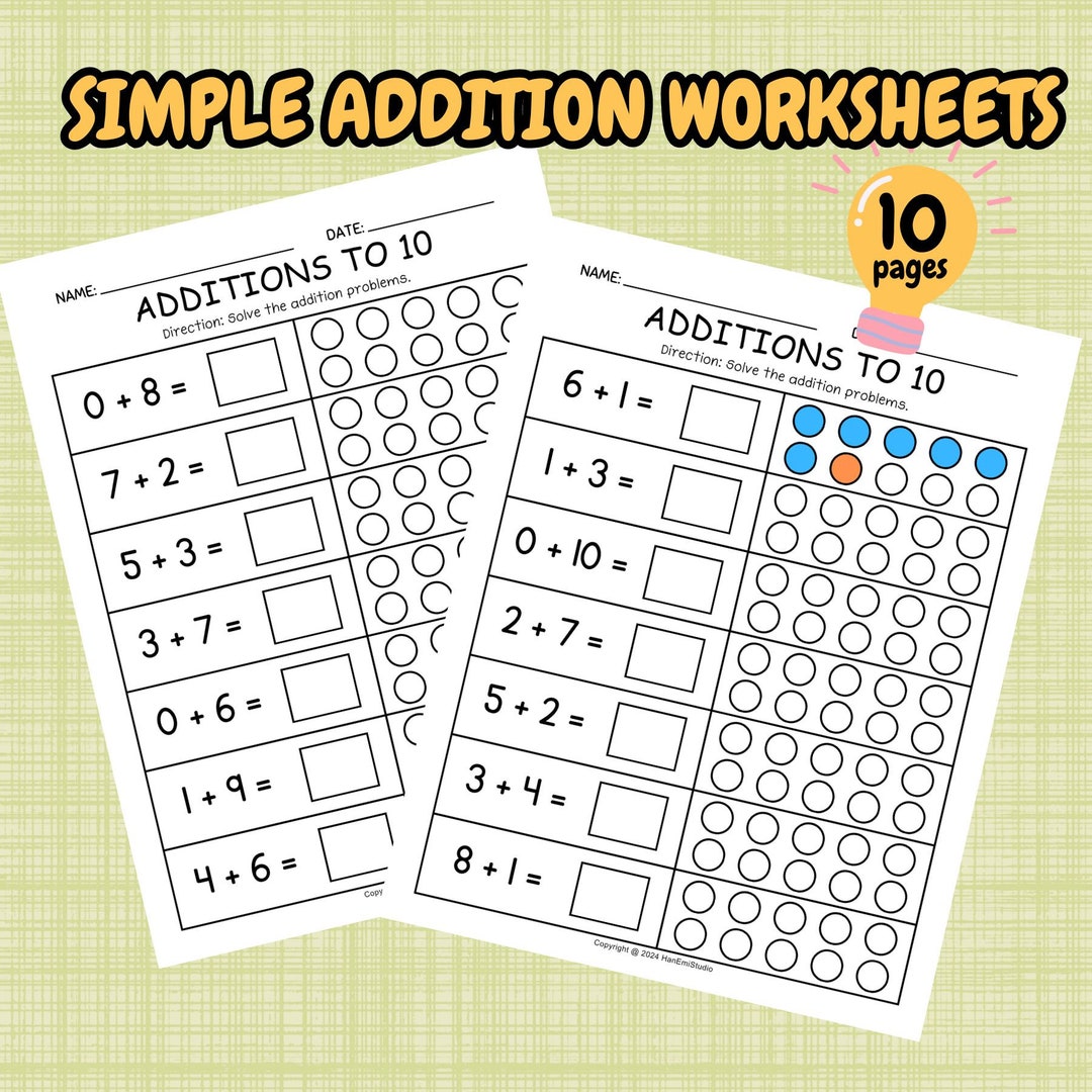 10 Addition Worksheets for Preschoolers and Kindergarteners; Addition ...