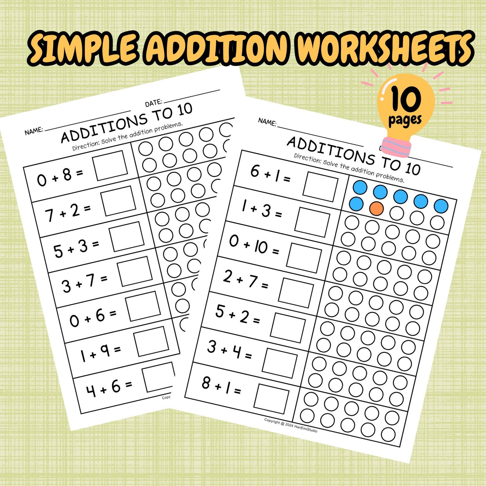 10 Addition Worksheets for Preschoolers and Kindergarteners; Addition ...