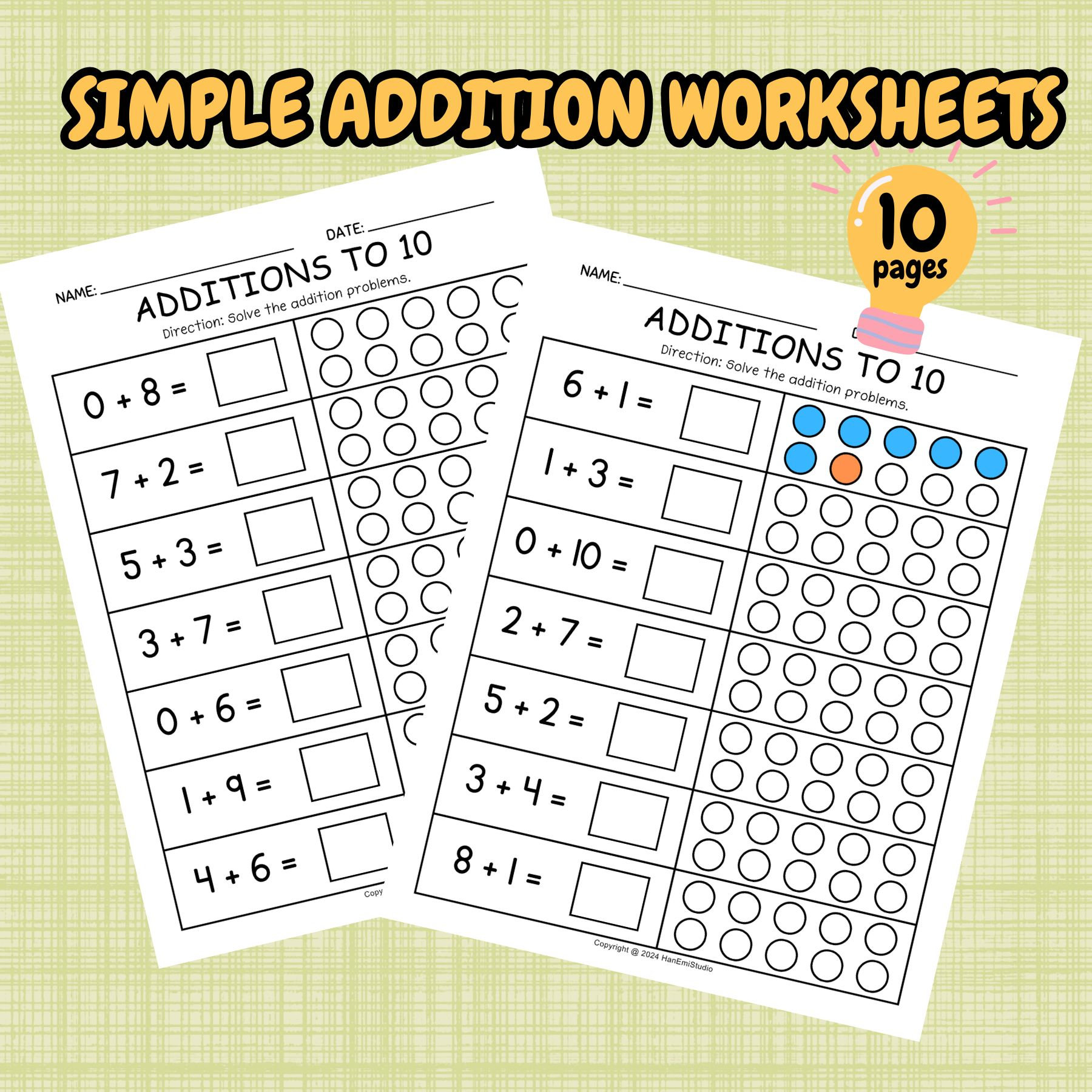 10 Addition Worksheets for Preschoolers and Kindergarteners; Addition ...