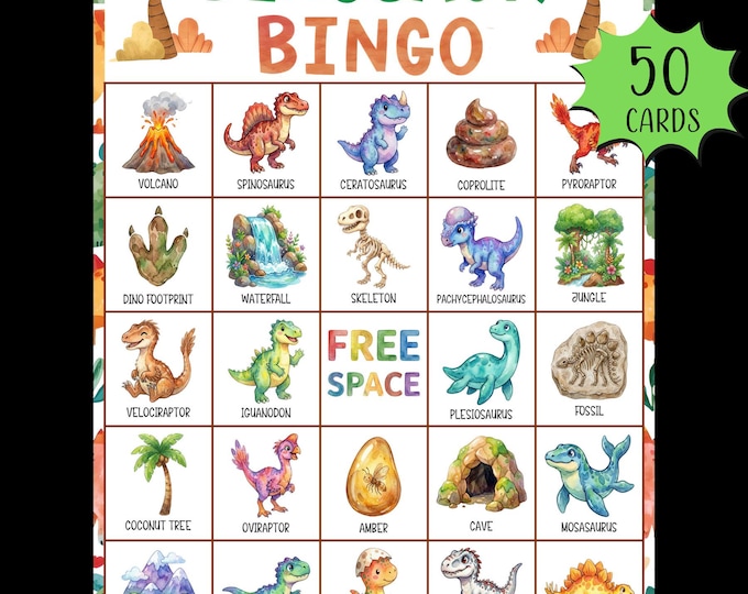 Dinosaur Bingo 15 Pack! Instant Download / Easy to Print and Cut / Fun ...