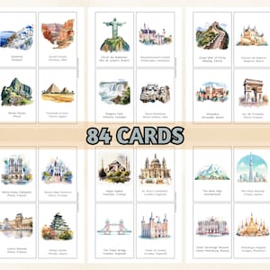 84 World Famous Landmarks Flashcards, Famous Places, Printable ...