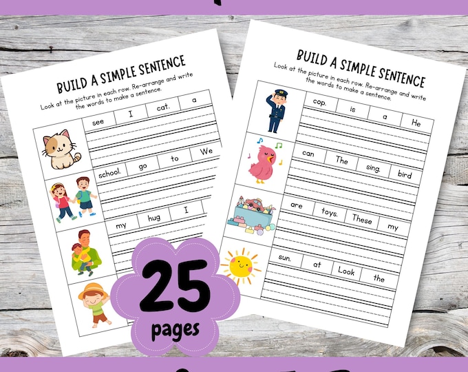 Build a Sentence Worksheet With Miniature Objects- Sentence Building ...