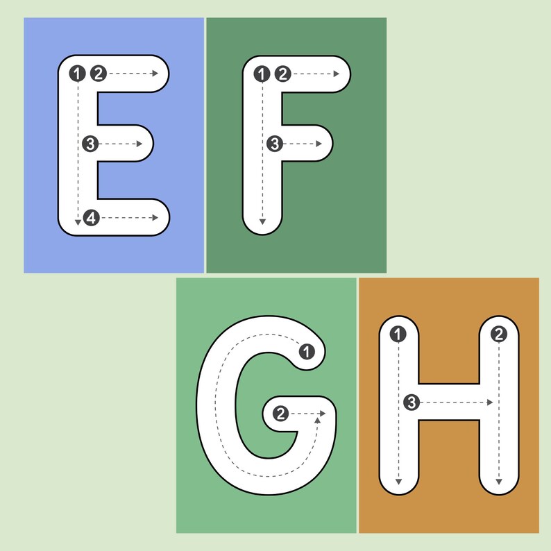 26 Alphabet Tracing Cards Upper Case Letters; Flash Cards; Handwriting ...