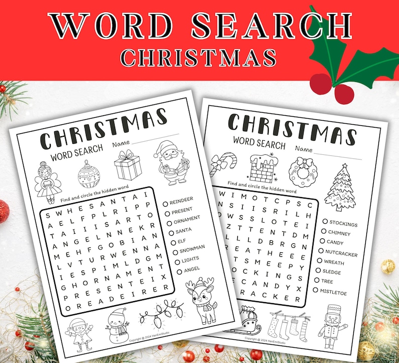 Christmas Word Search for Kids Winter Word Search Kids Word Search ...