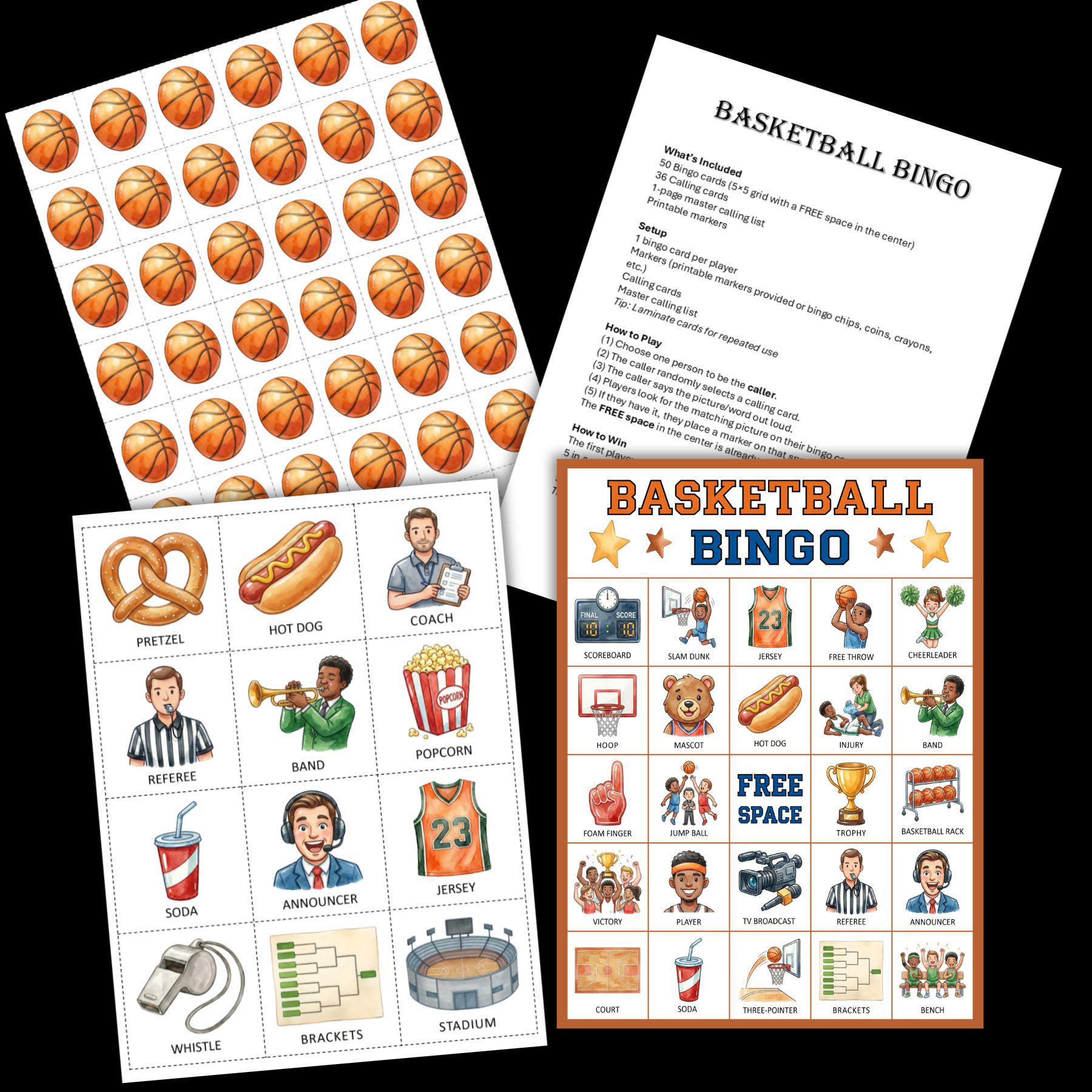 Basketball Bingo Game Printable; Sports Bingo Game; College Basketball ...