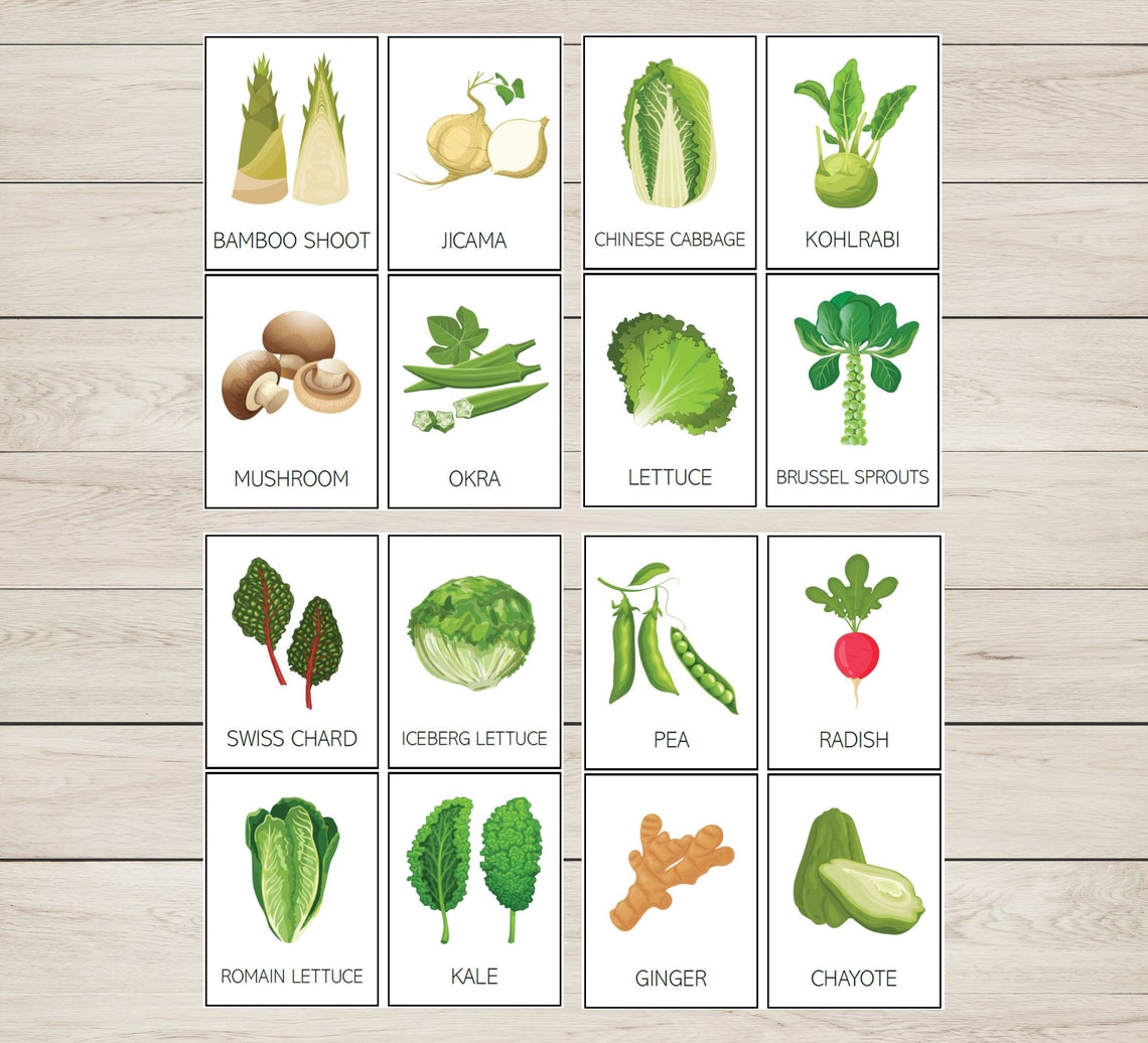 88 Fruits and Vegetables Vocabulary Flashcards; Printable Kids Flash ...