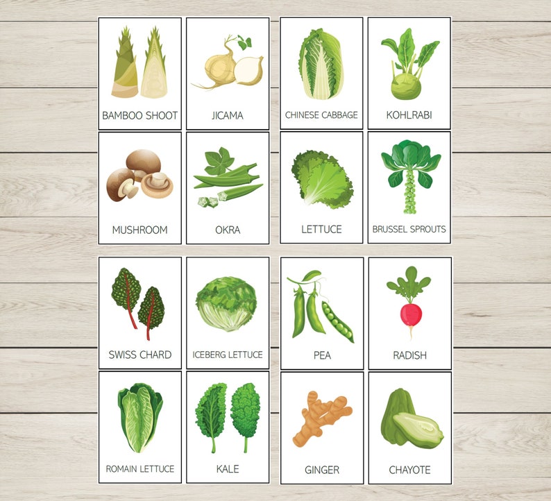 88 Fruits and Vegetables Vocabulary Flashcards; Printable Kids Flash ...