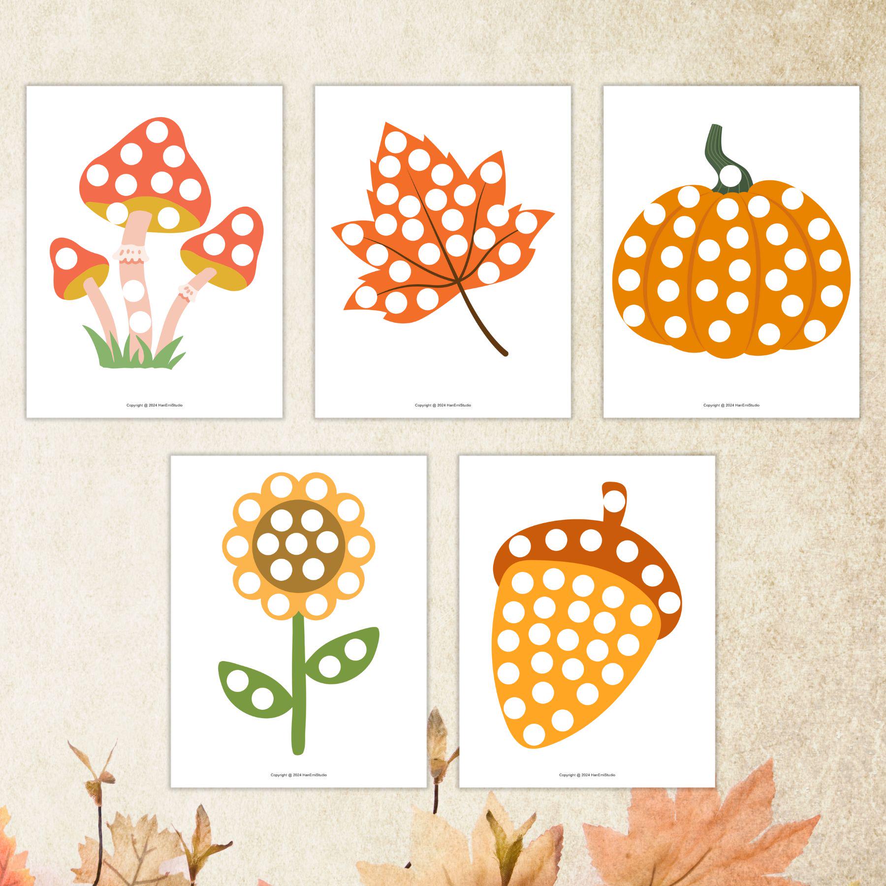 22 Autumn Dot Marker Worksheets for Kids; Autumn Do a Dot; Fall Dot ...