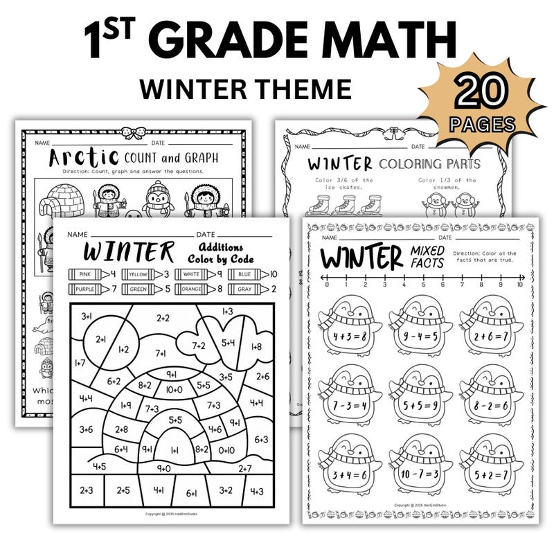 Grade 1 Winter Worksheets - Etsy