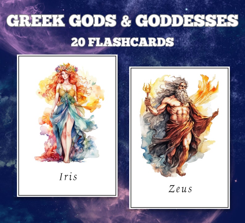 20 Greek Gods and Goddesses Flashcards; Printable Flashcards ...