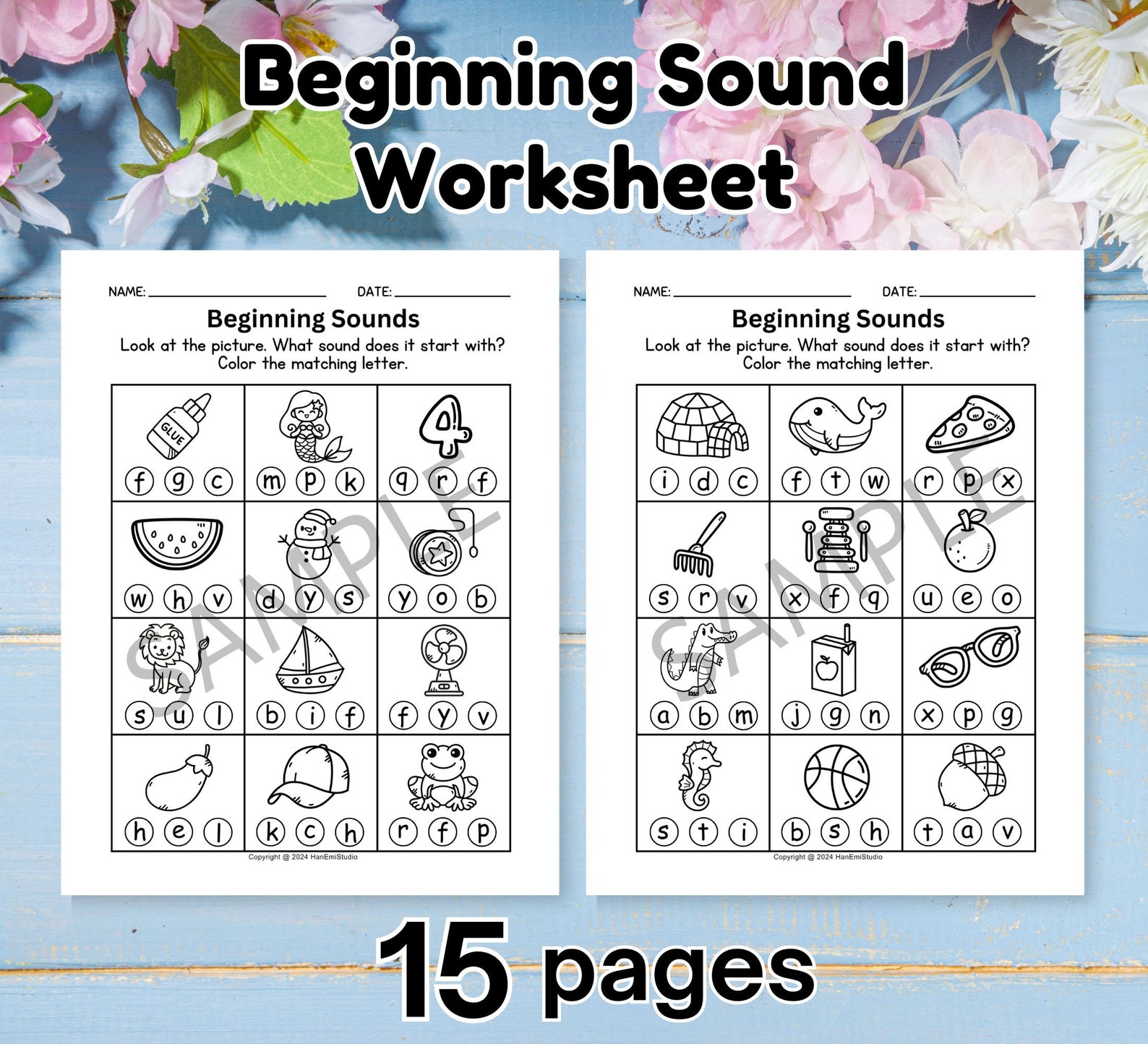 15-page Beginning Sound Worksheets; Prek Learning; Kindergarteners ...