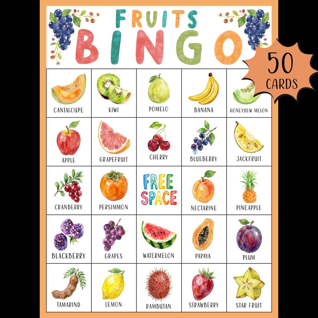 Fruits Bingo Game; Dementia Games; Vocabulary Bingo Game; Kids Party ...