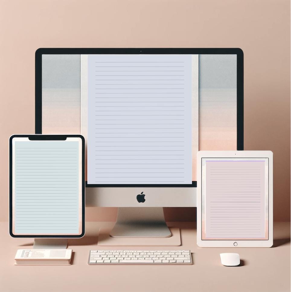 Simple Colored Lined Printable Stationery - Writing Paper | Digital ...