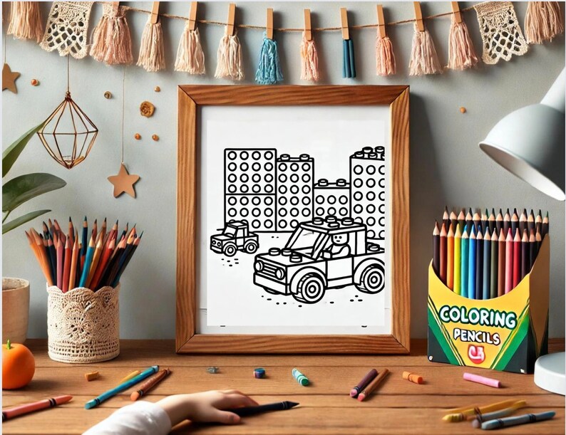 Building Block Themed Coloring Pages for Kids - Set of 4 Fun & Creative ...
