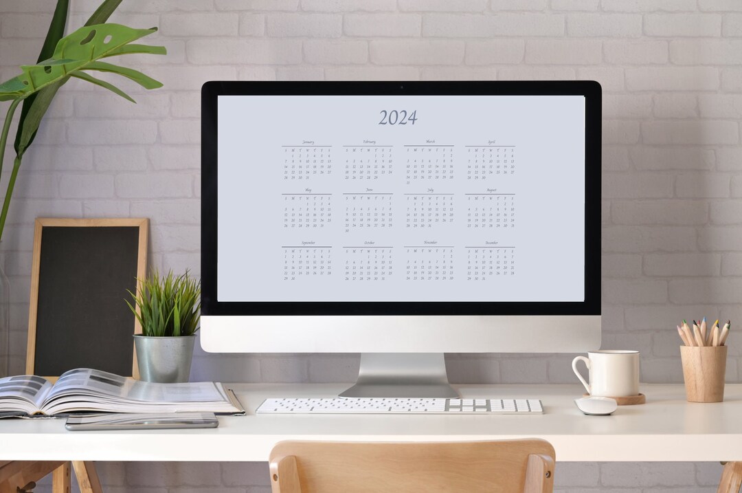 2024 Minimalist Calendar Digital Wallpaper Perfect for Desktops and ...