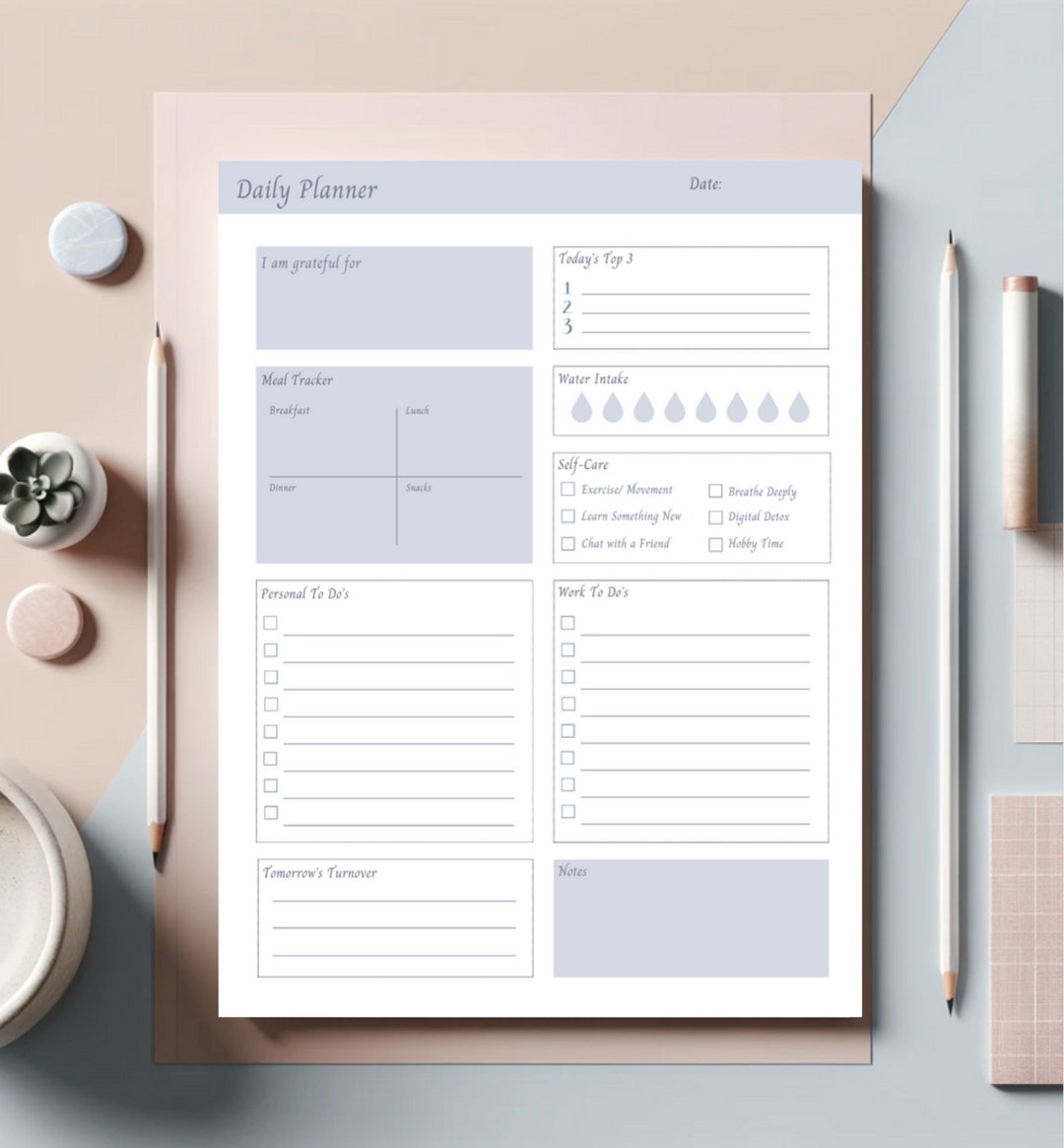 Mindful Daily Planner Printable, Digital, Minimalist, Get It Done, to ...
