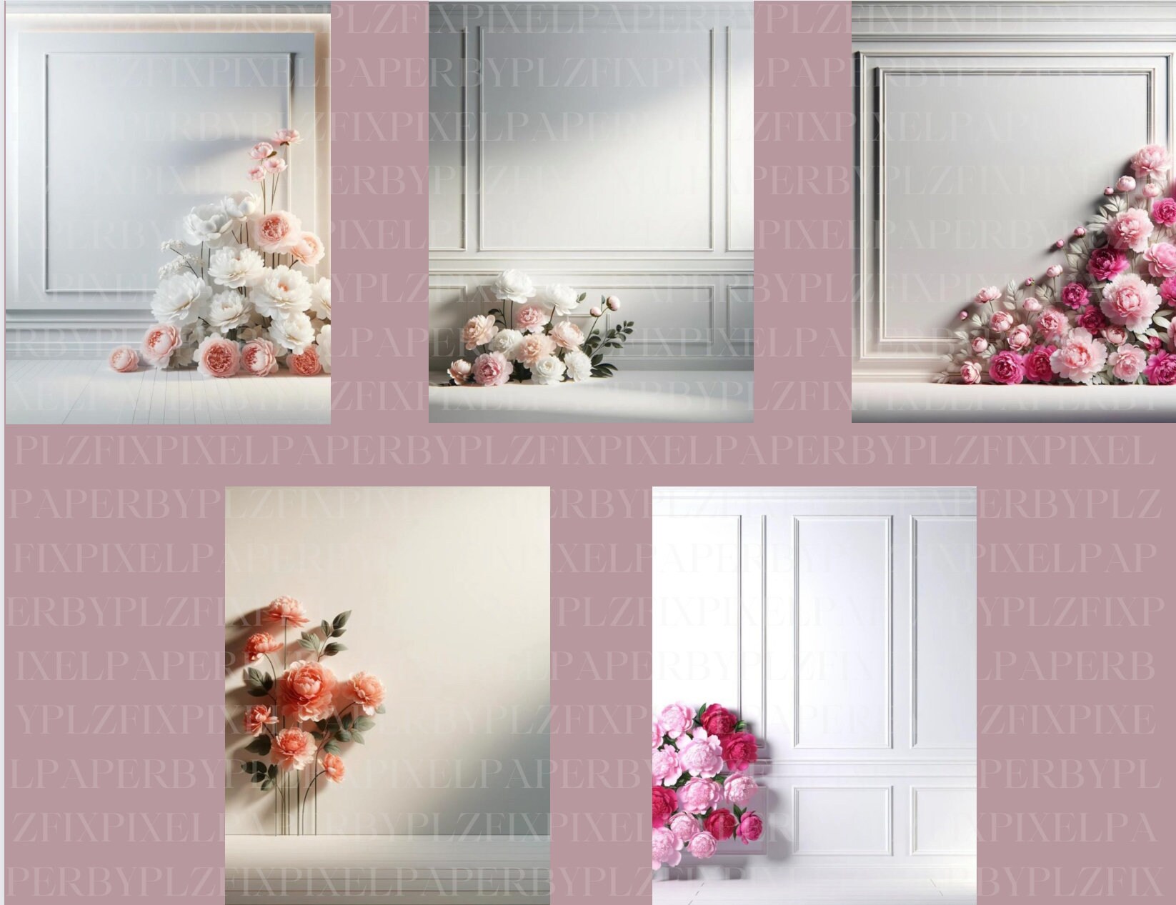 Floral Peony Digital Backdrop Collection 15 Elegant Backgrounds ...