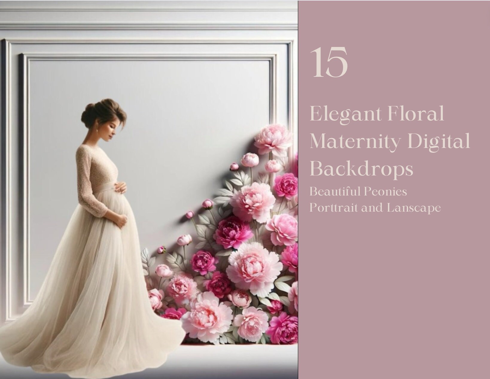 Floral Peony Digital Backdrop Collection - 15 Elegant Backgrounds ...