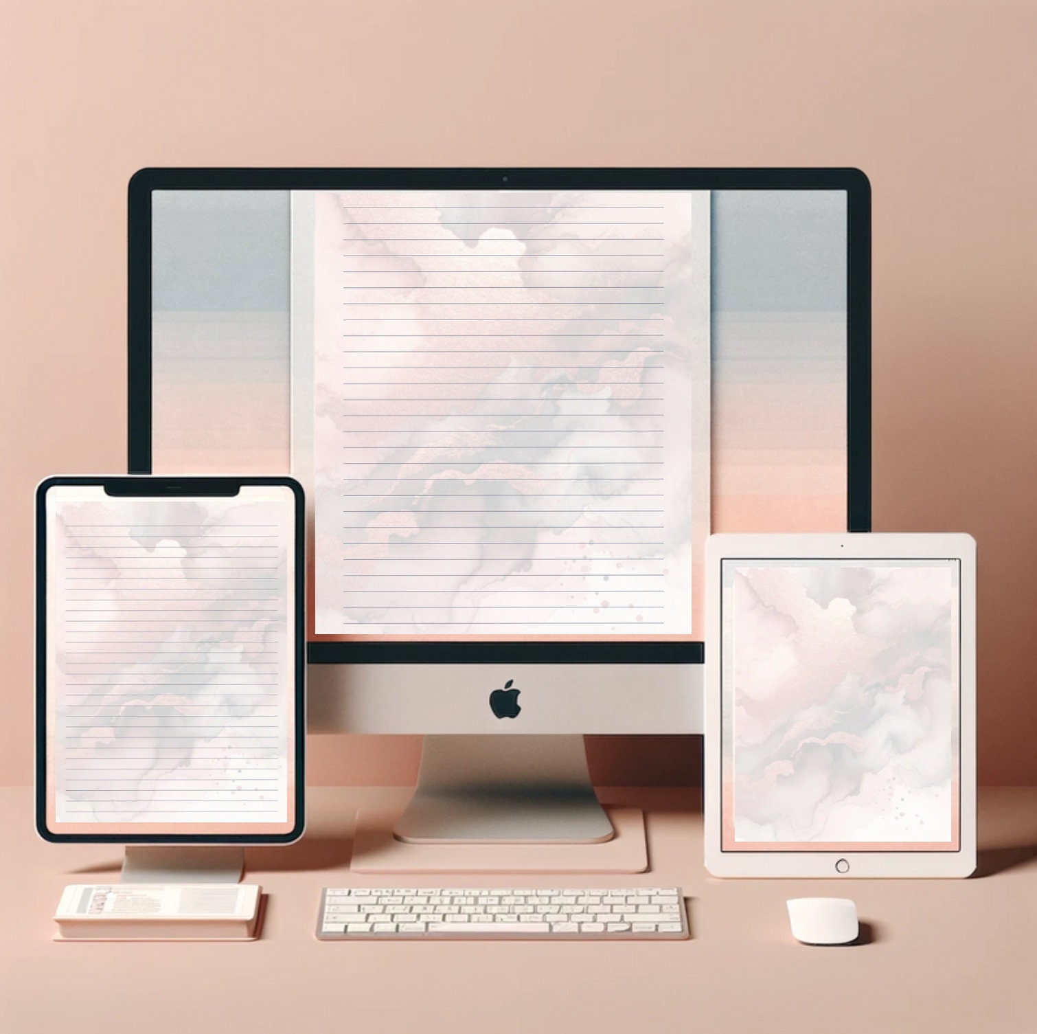 Pink Watercolor Background Printable Stationery Set - Lined & Unlined ...