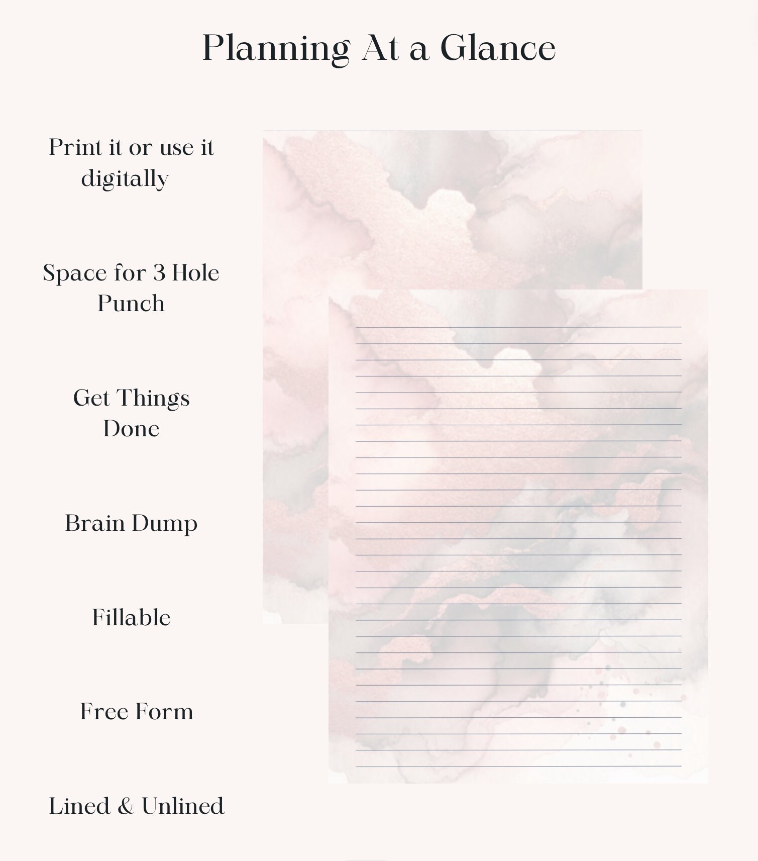 Pink Watercolor Background Printable Stationery Set - Lined & Unlined ...