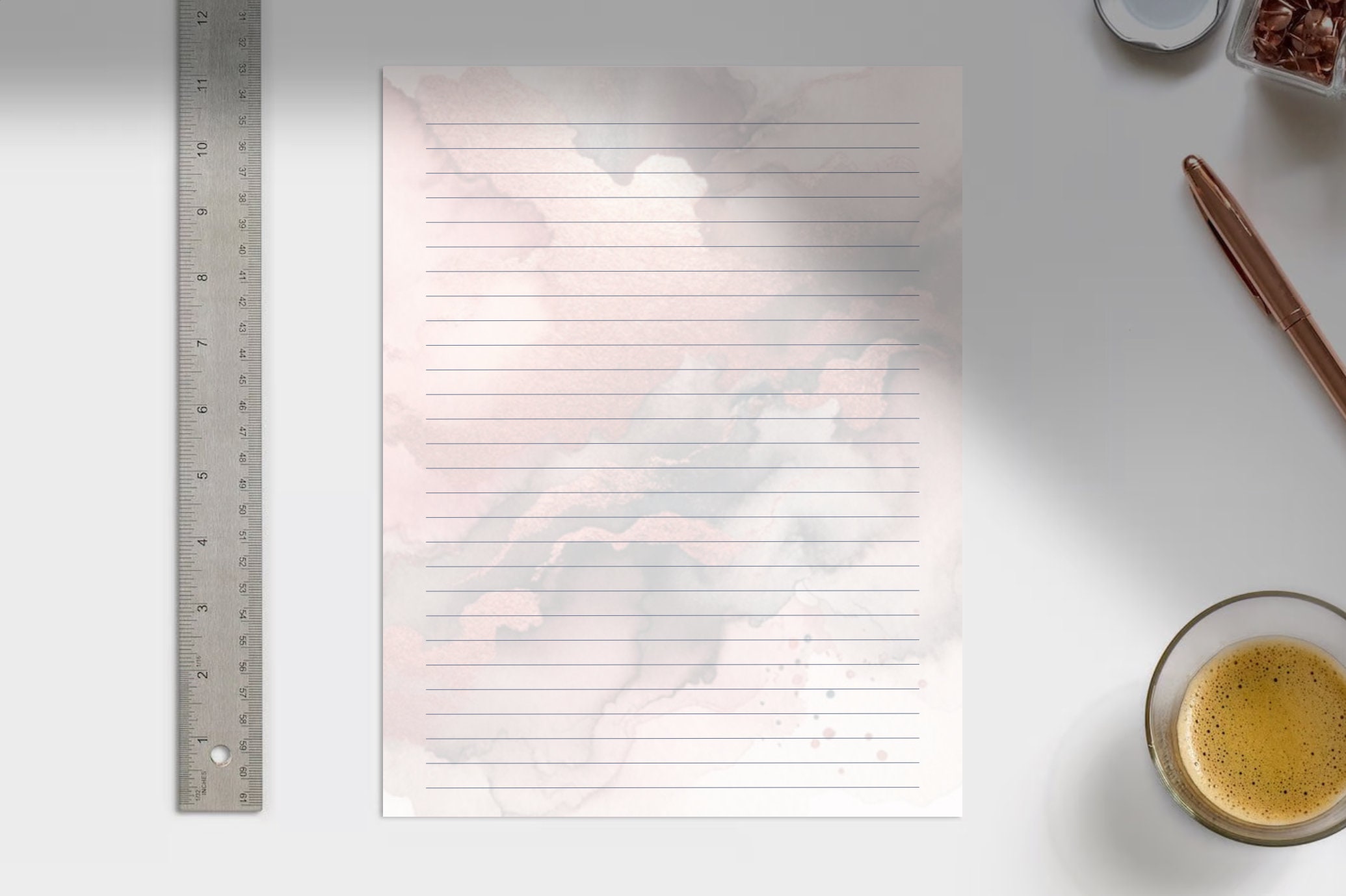 Pink Watercolor Background Printable Stationery Set - Lined & Unlined ...