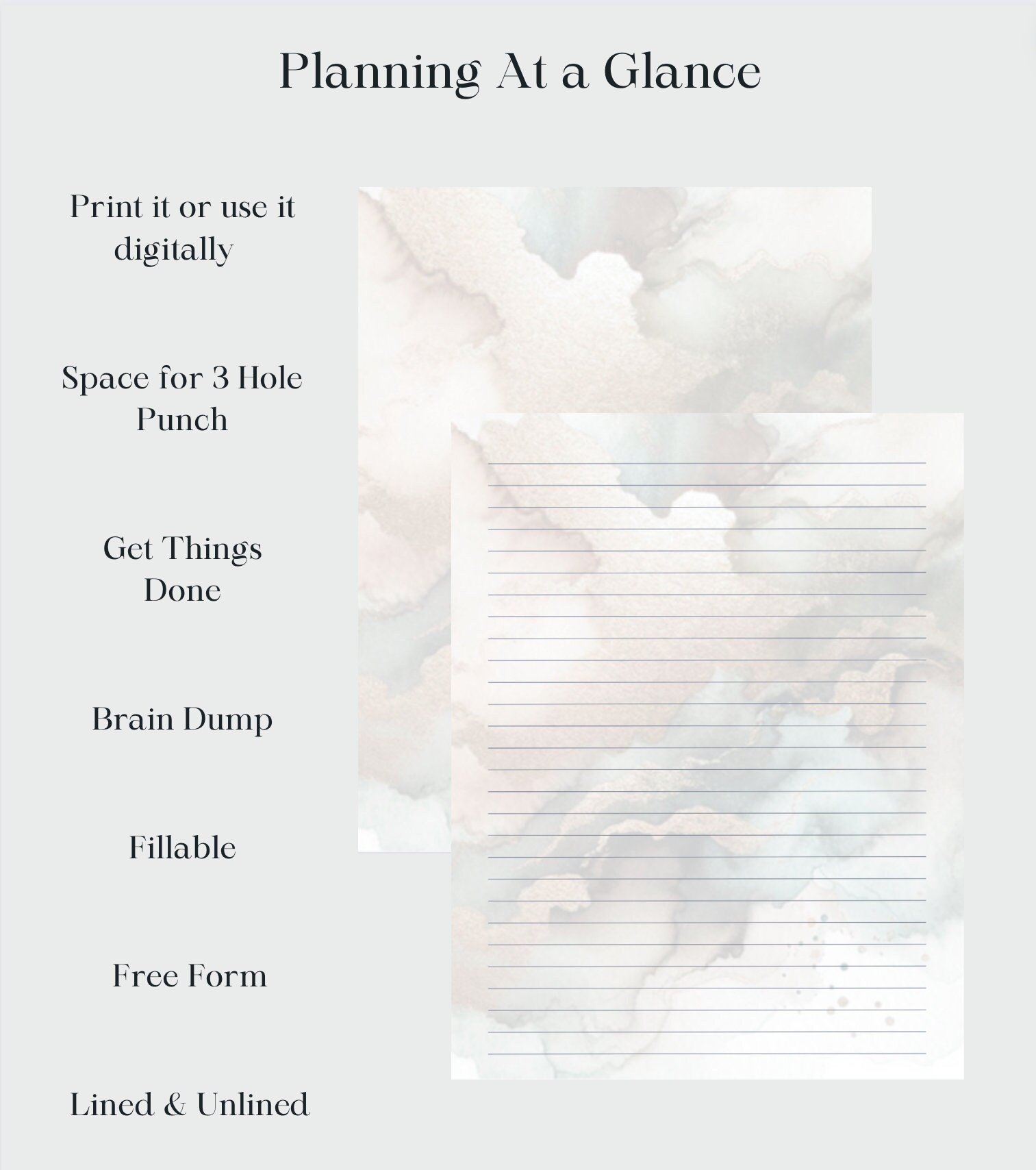 Green Watercolor Background Printable Stationery Set - Lined & Unlined ...