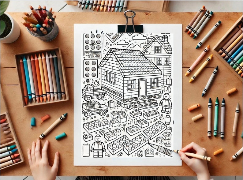 Building Block Themed Coloring Pages for Kids - Set of 4 Fun & Creative ...