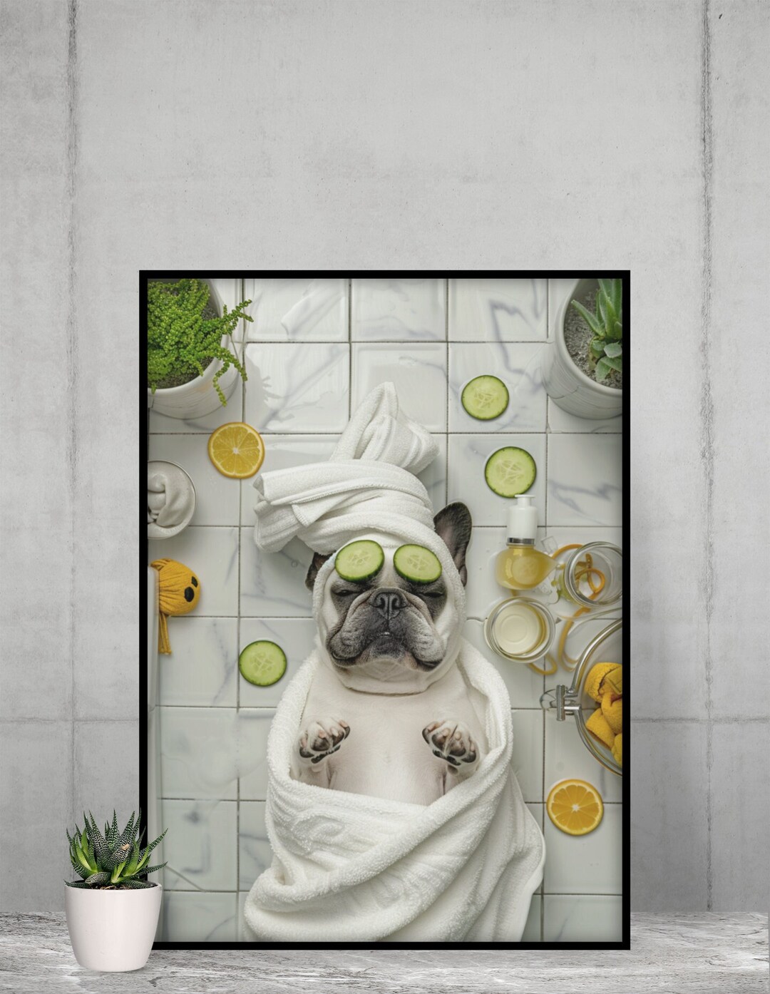 Framed Dog Poster, Dog Wellness, French Bulldog, Funny Pet Poster, Dog ...