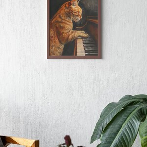 ART PRINT Cat Plays Piano, Pet Wall Art, Cat Wall Decor, Ready to Hang ...