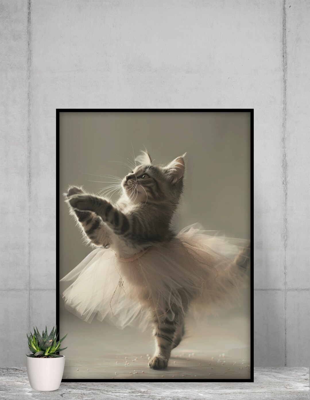ART PRINT Dancing Cat, Cute Cat Wall Art, Balett Poster, Cat Poster ...