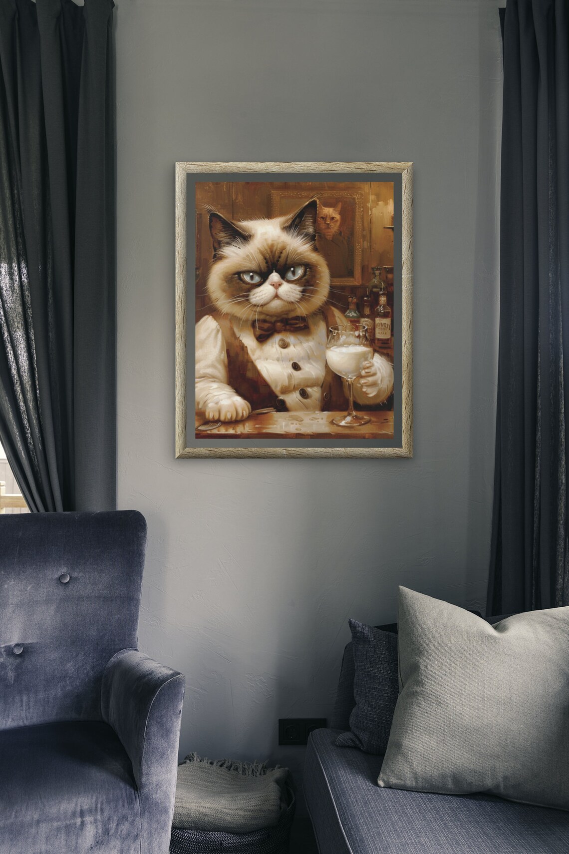 ART PRINT Cat as Bartender, Funny Cat Poster, Vintage Wall Art, Funny Pet Poster, Bar Wall Art ...