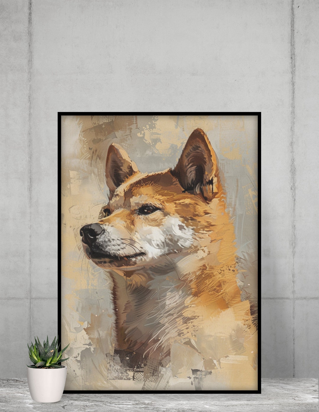 ART PRINT Shiba Inu Painting, Dog Poster, Vintage Poster, Dog Portrait ...