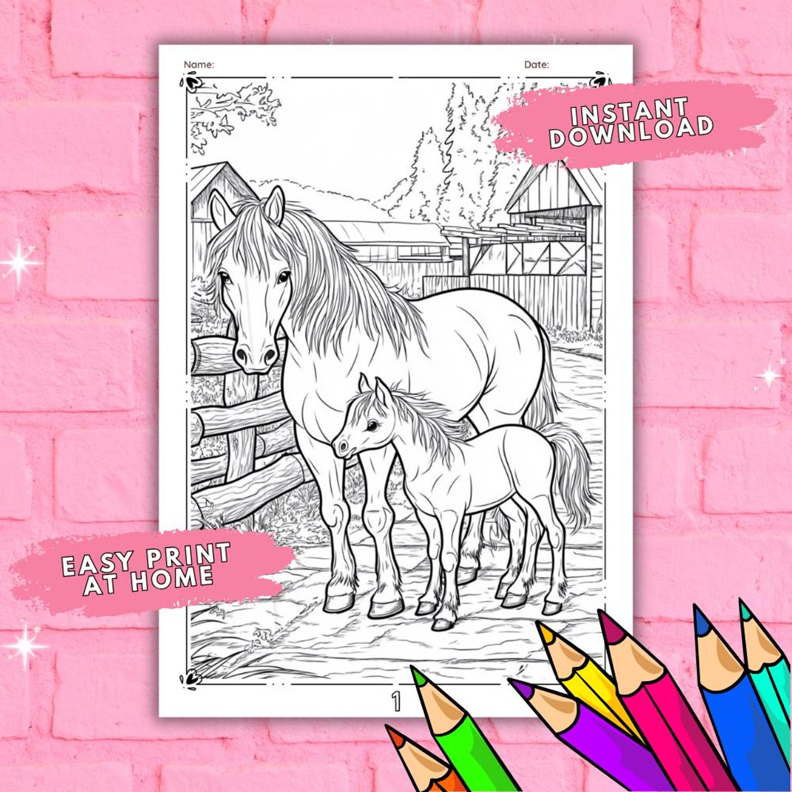 5 Printable Cute Horse Coloring Pages for Any Age Coloring Book Animals ...