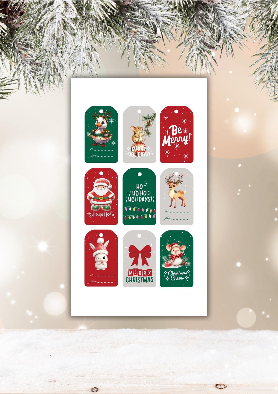 9 Christmas Gift Tags Printable, Christmas Favor Tags, Holiday Tags ...