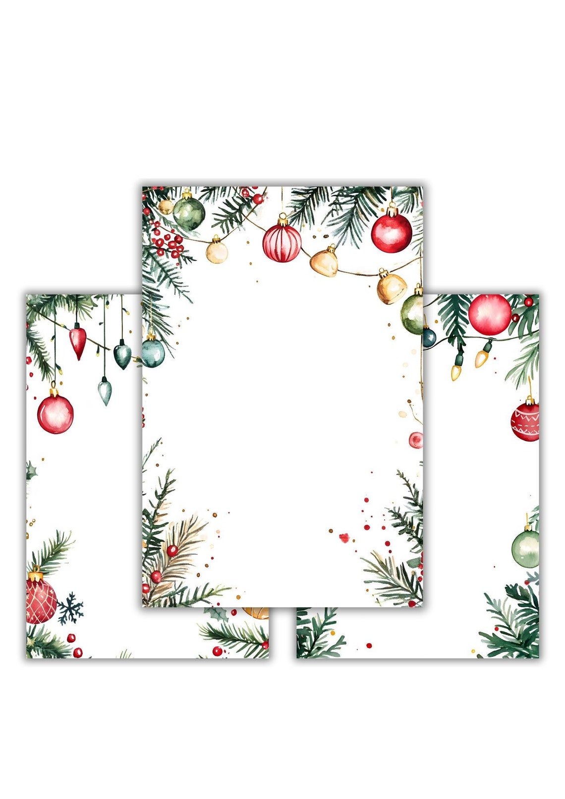 3 Festive Christmas Page Border | A4 Digital Download | Holiday Themed ...