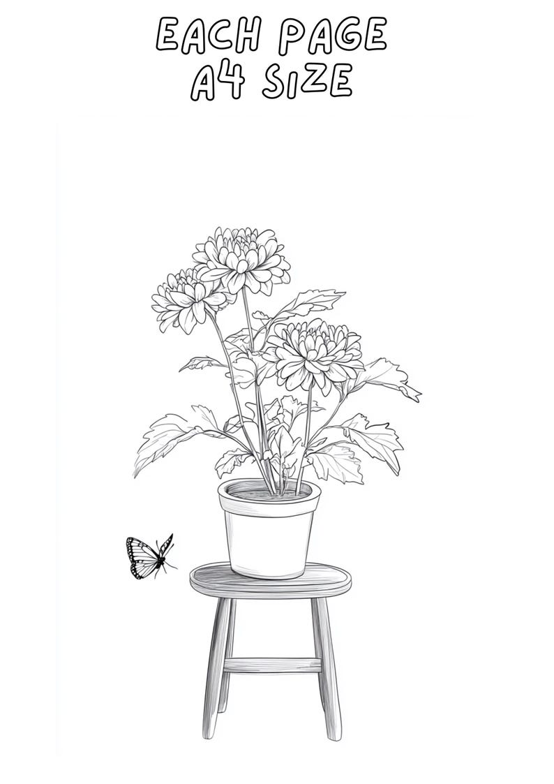 20 Flowers Plant Coloring Pages,cute Vase Flowers Coloring,cute Fall ...
