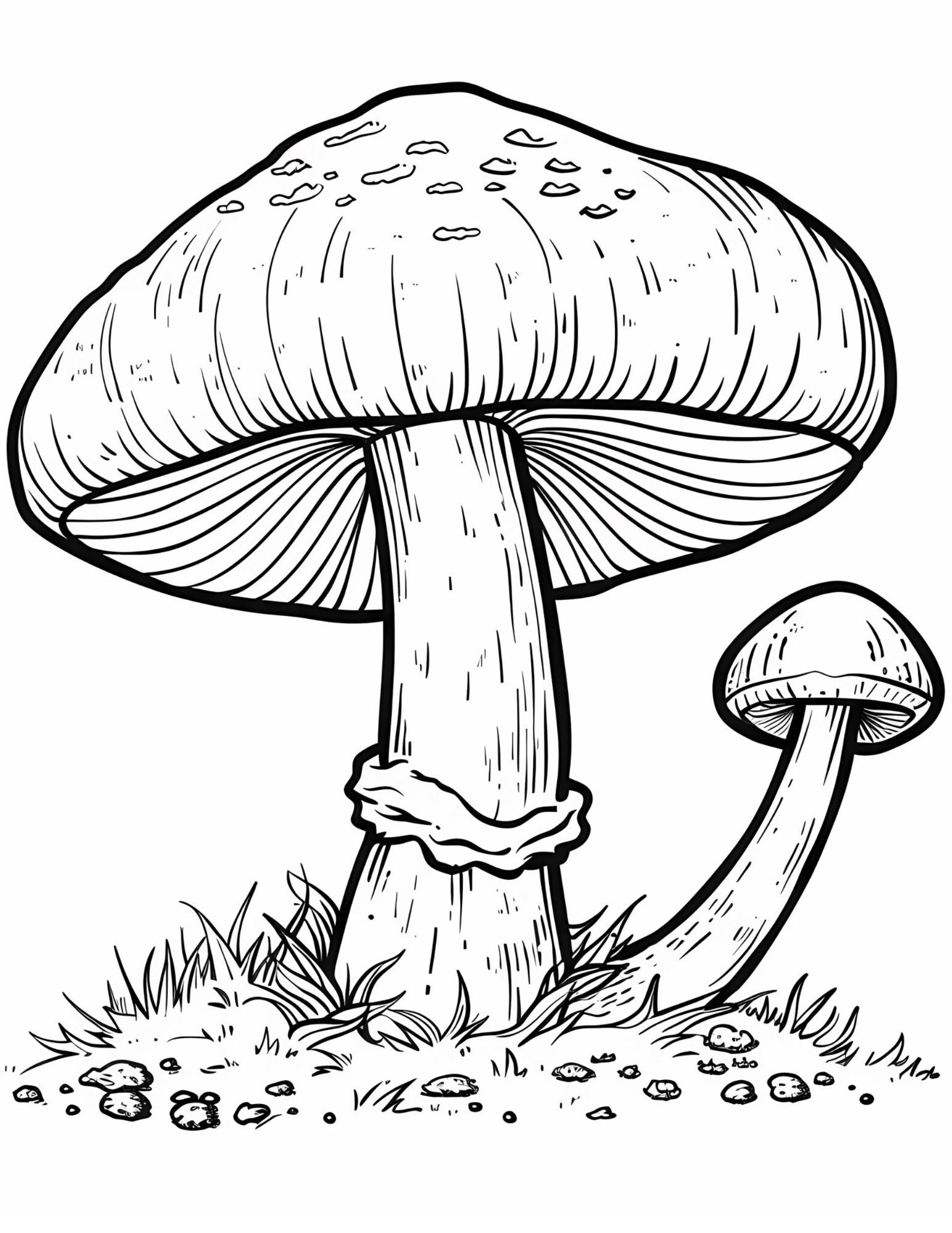 PRINTABLE 5 Mushroom Coloring Page, Digital Download, Hand-drawn ...