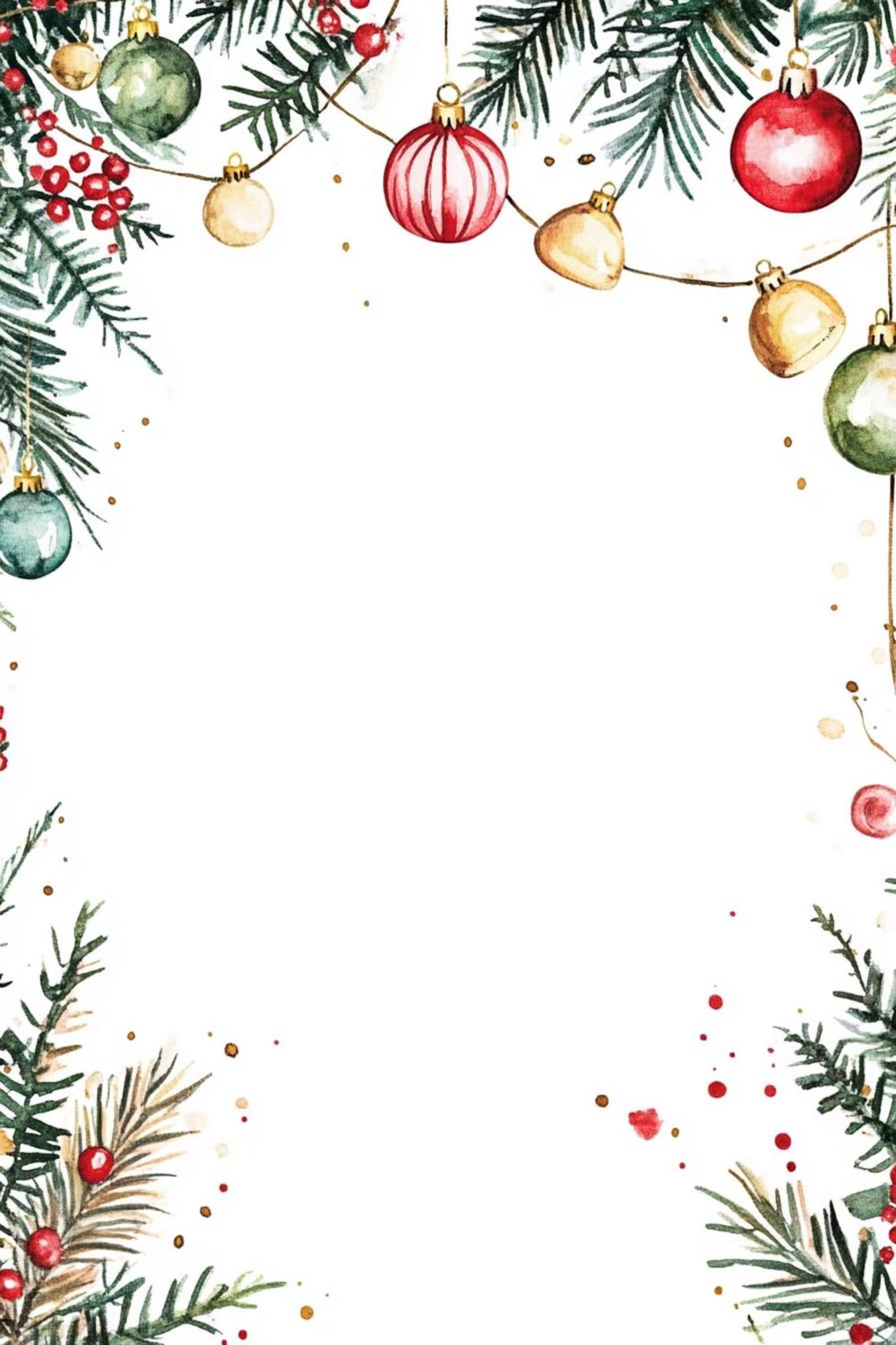 3 Festive Christmas Page Border | A4 Digital Download | Holiday Themed ...