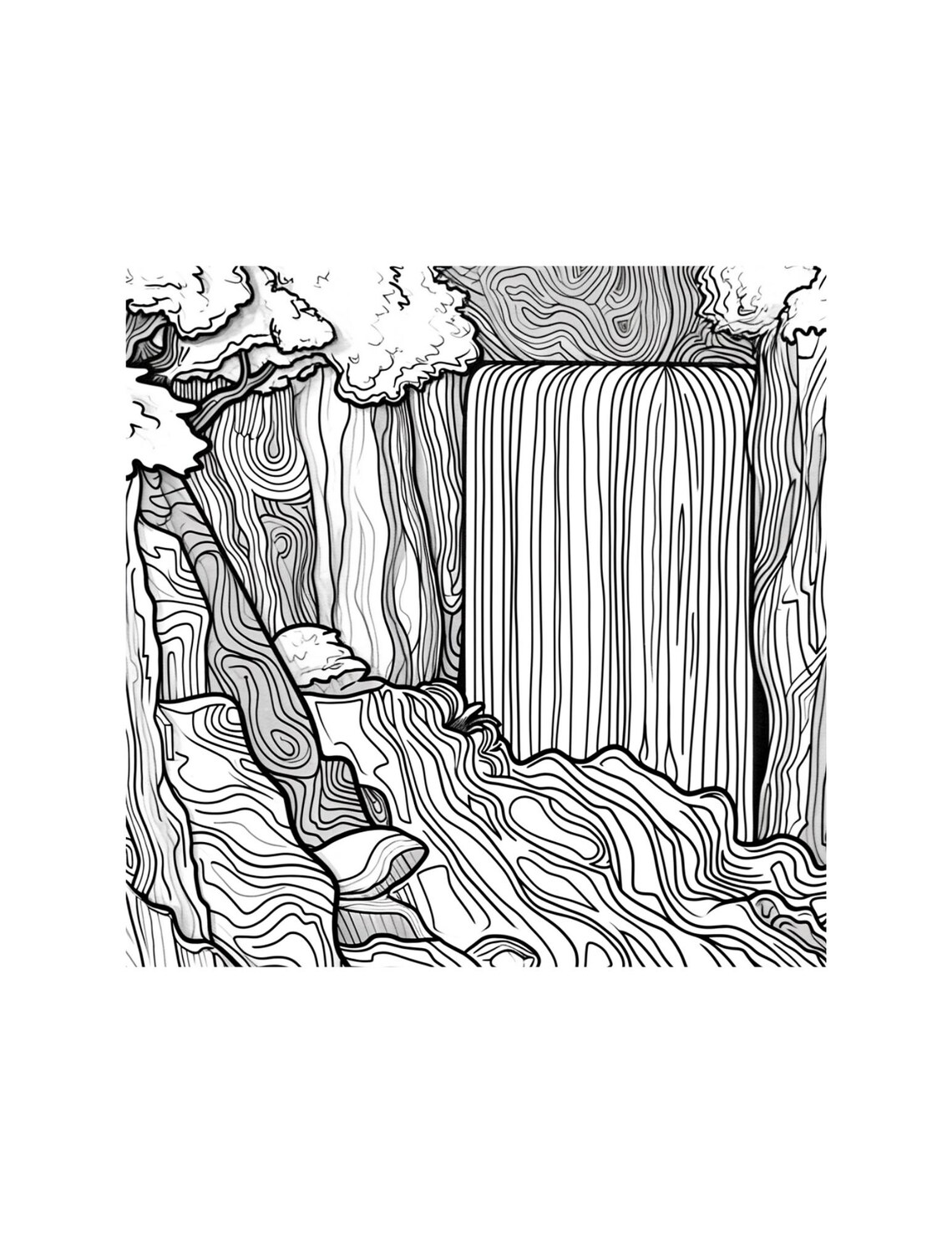 PRINTABLE Landscape Coloring Page, Digital Download, Hand-drawn ...