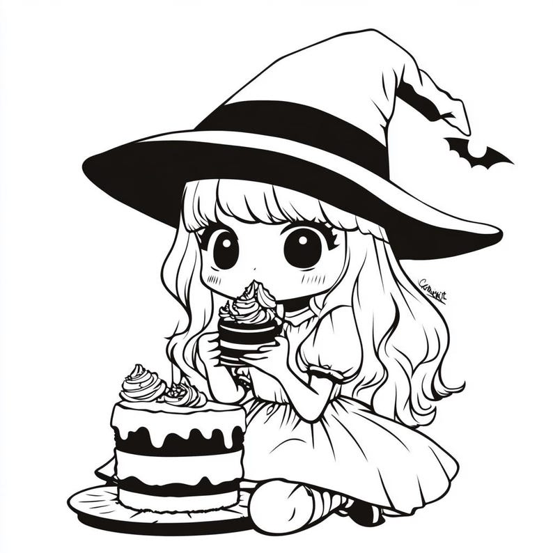5 Printable Cute Chibi Witchs Coloring Pages for Any Age Coloring Book ...