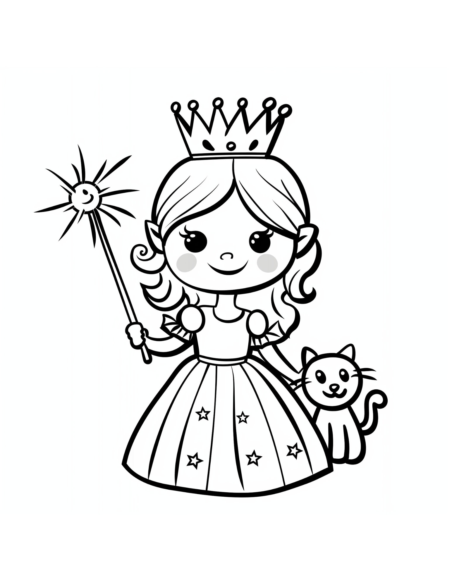 5 Printable Princess and Cat Coloring Pages for Any Age Coloring Book ...