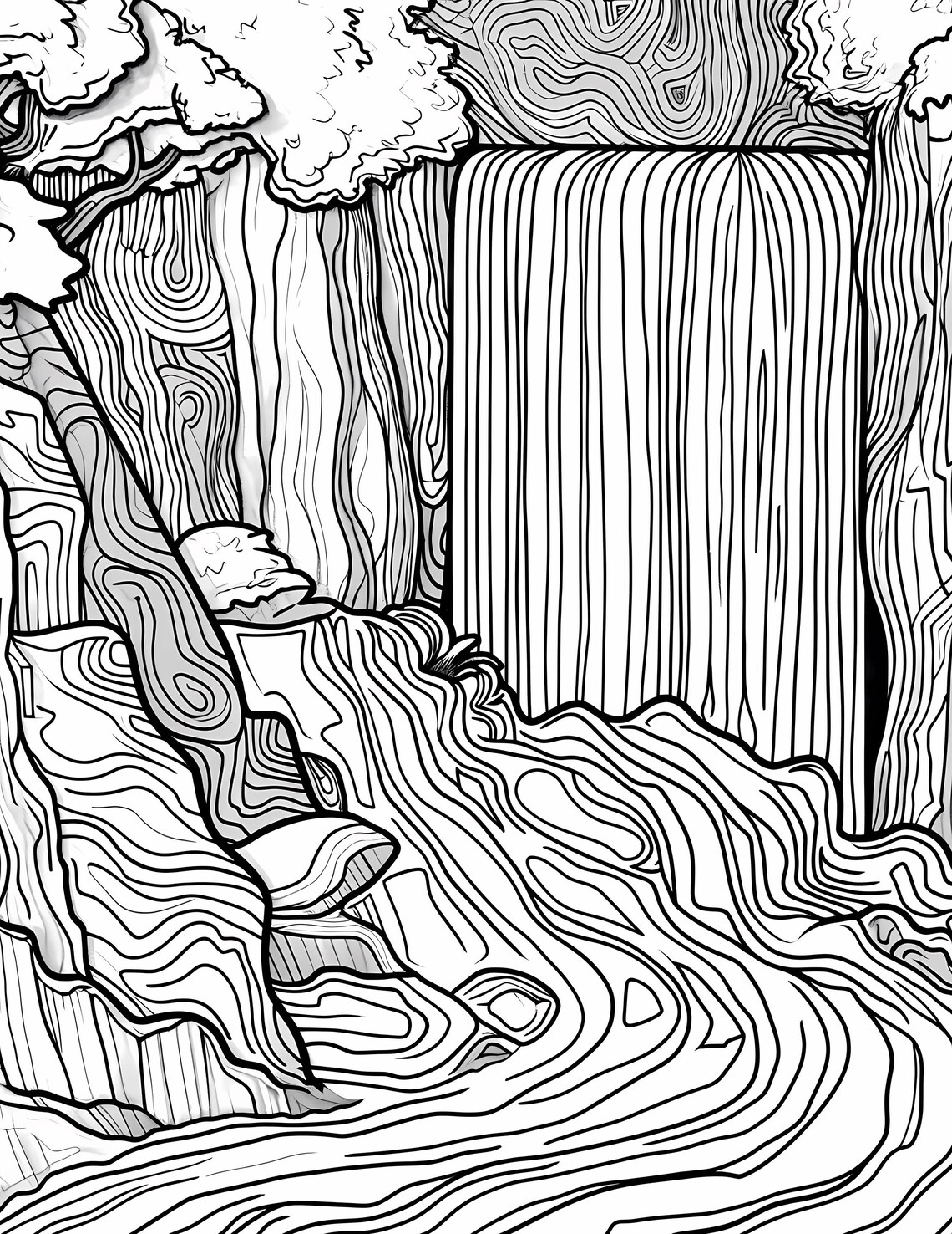 PRINTABLE Landscape Coloring Page, Digital Download, Hand-drawn ...