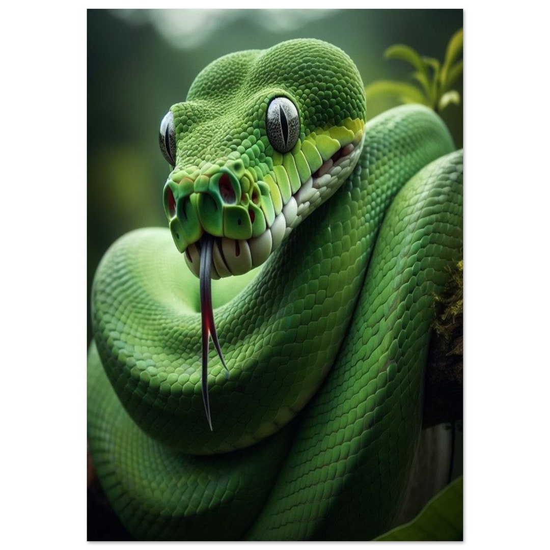 Green Tree Python Wall Art Print - Etsy