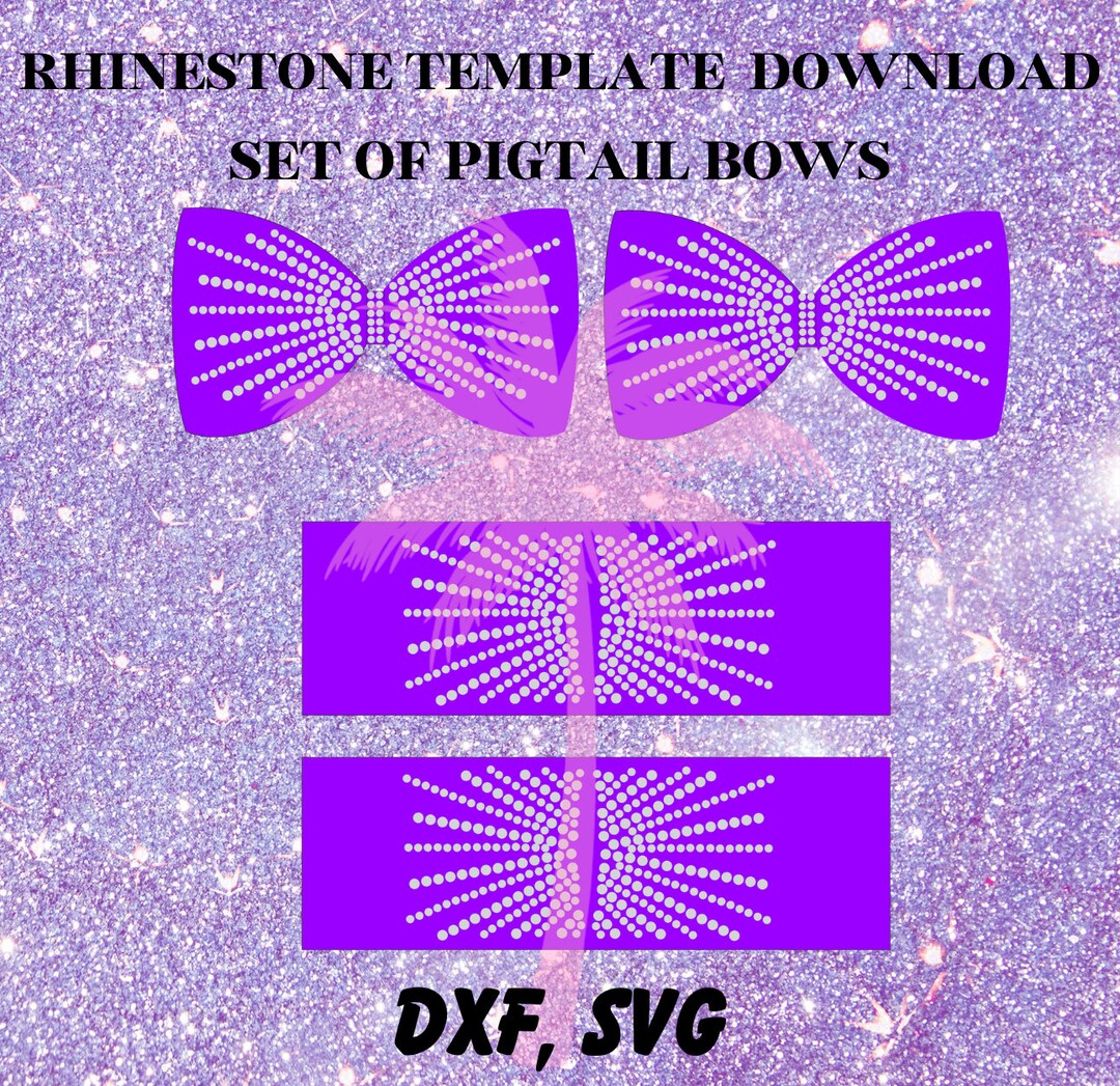 Cheer Bow Pigtail Rhinestone Template - Etsy
