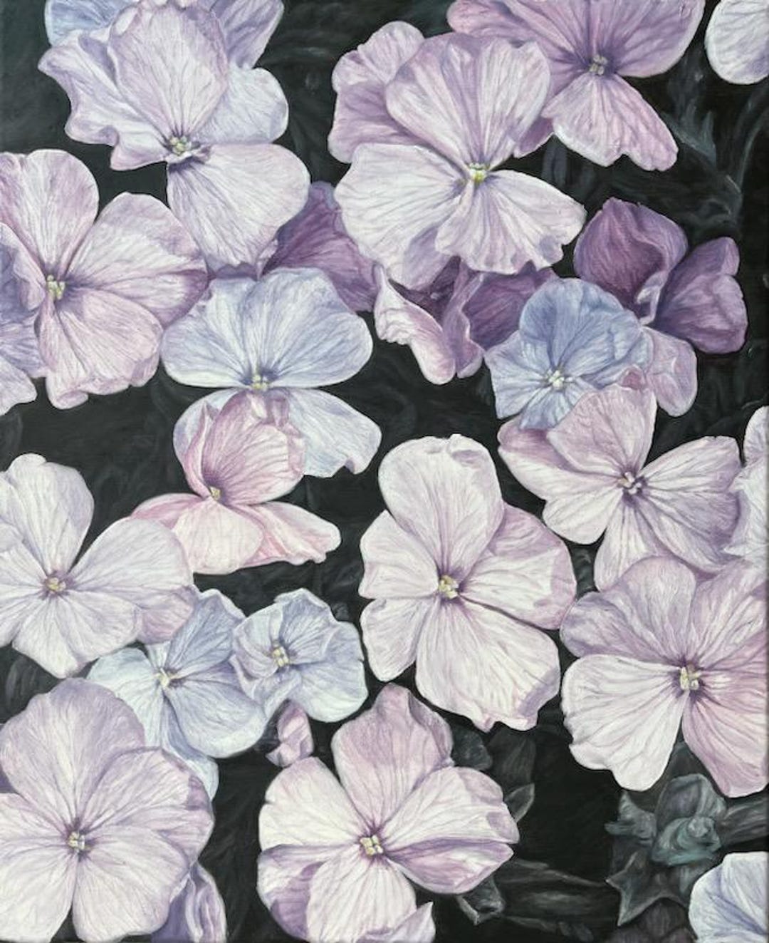 Violet Flowers, Original Oil Painting on Canvas, Botanical Art Flower ...