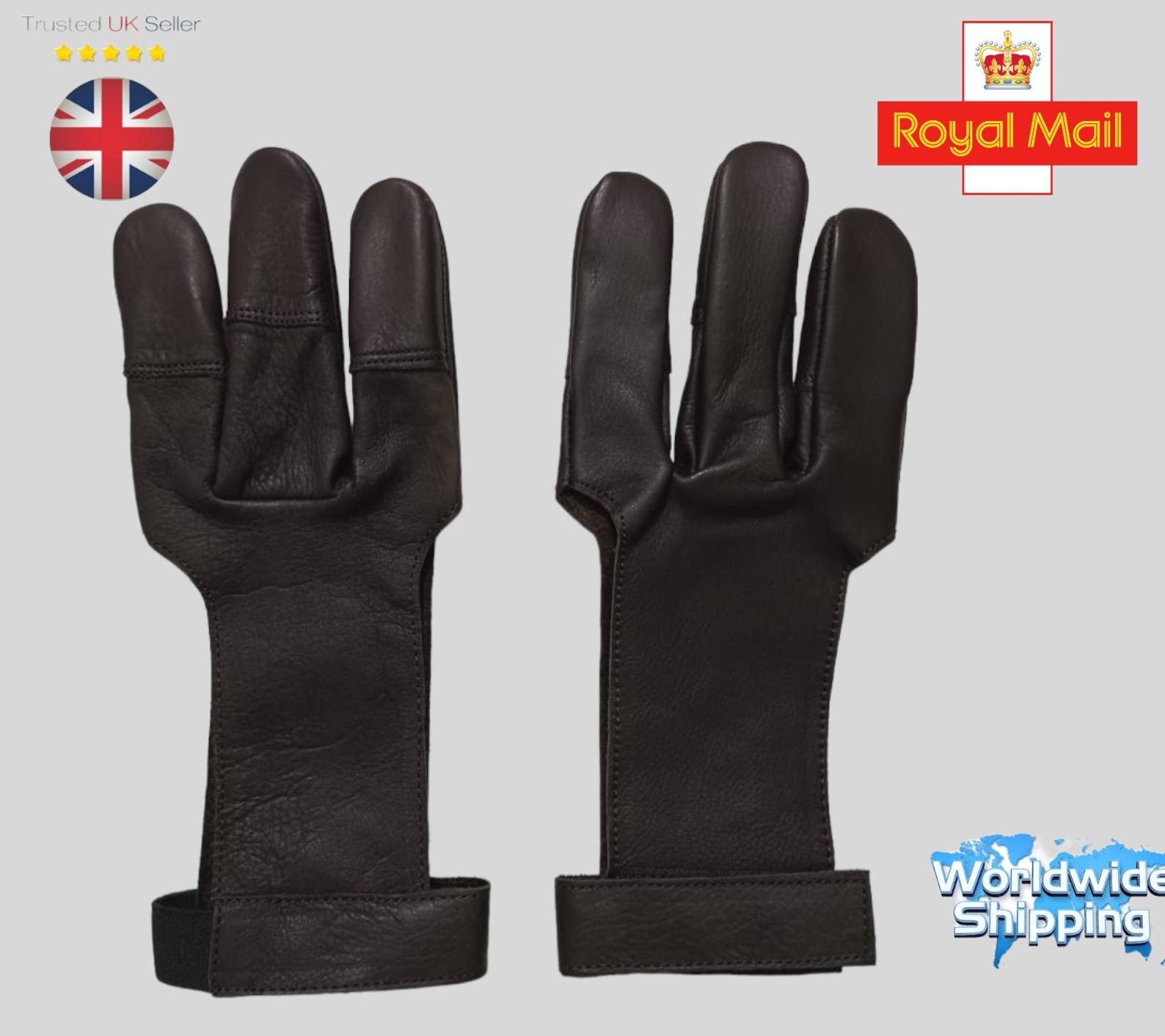 Traditional Archery Gloves 3 Fingers 100% Leather Archery Guard Hand ...