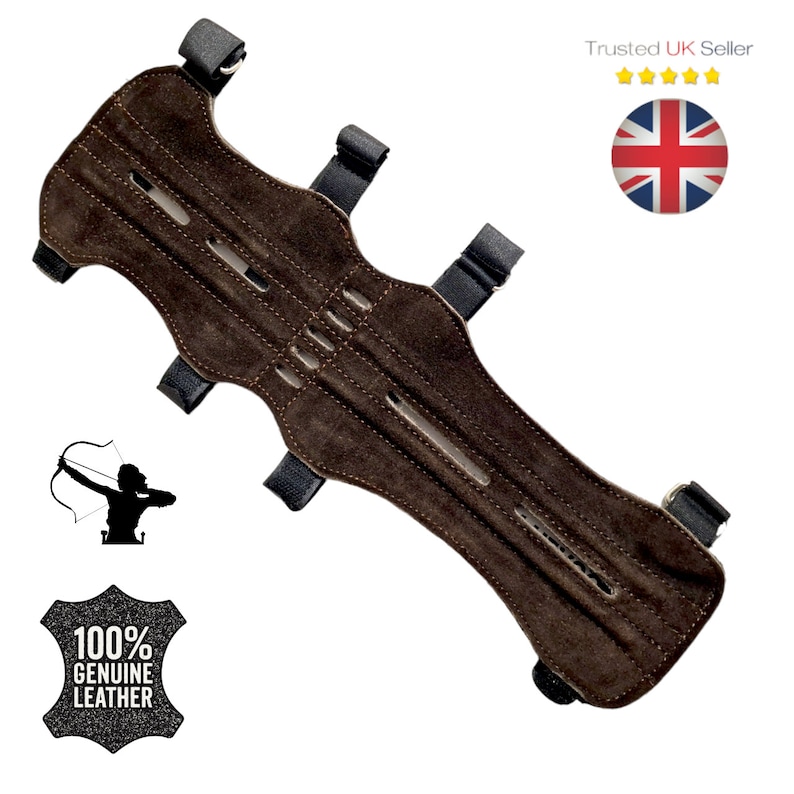 4 Strap Archery Arm Guard Armguard Wrist Protector Brown Pure Leather ...